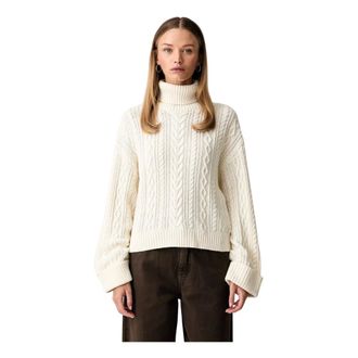 Guess Pull &agrave; col roul&eacute; en maille torsad&eacute;e - Femme - Pulls - Beige - Taille: 42 FR