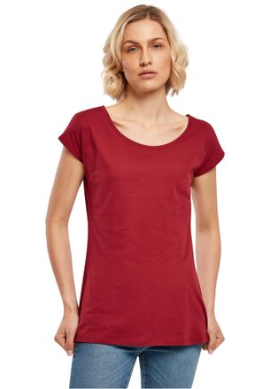 Build Your Brand Damen T-Shirt Ladies Wide Neck Tee, Farbe Burgundy, Gr&ouml;&szlig;e 5XL