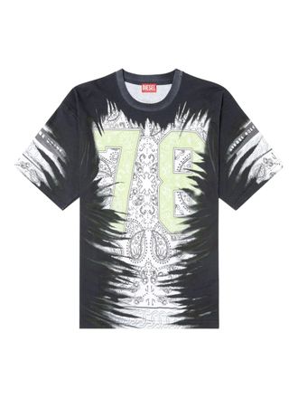 Diesel t-shirt à imprimé bandana - Noir