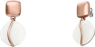 Skagen Boucles doreilles pendantes Sofie Skagen, en verre de mer aux formes courbes, blanc, pour femme, SKJ1816791