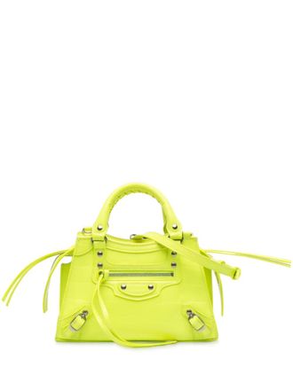 Balenciaga 2021 Mini Croc Embossed Calfskin Neo Classic City satchel - Jaune