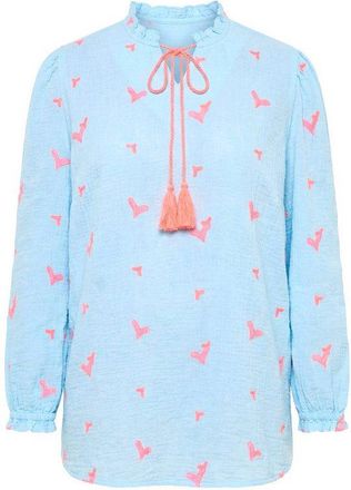 Angel Of Style Longbluse Bluse A-Linie Musselin mit Herz-Stickerei Langarm