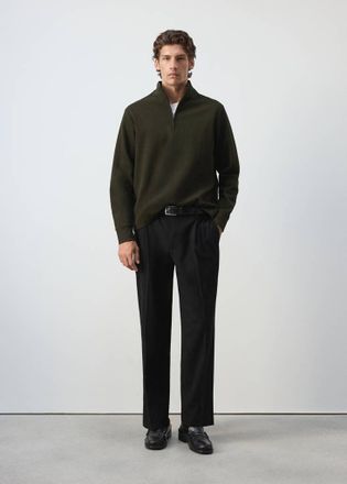 Mango Sweat-shirt coton fermeture &Eacute;clair vert fonc&eacute; - Homme - XXL - MANGO MAN