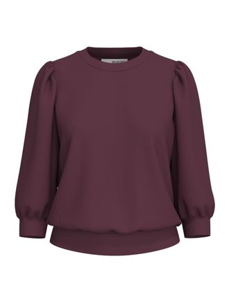 Selected Damen Bluse locker geschnitten Rundhalsausschnitt 3/4 Puffärmel modisch, Farben:Bordeaux, Größe:XL