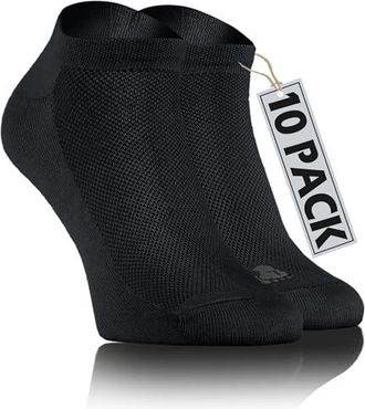 Sesto Senso 10 Paires Chaussettes Sport Basses Sneakers en Coton Femme Homme 44-46 Noir