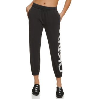 DKNY Damen Sport Womens Crackle Logo Jogger Trainingshose, Schwarz, XL (175/74A)