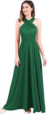 Ibtom Robe longue convertible pour femme - Robe de soir&eacute;e, de bal, de mariage, de cocktail - Vert - X-Small