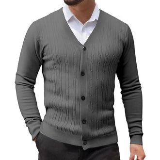 Generic Pull en tricot chaud pour homme - Pull &agrave; capuche ample - Col en V - Cardigan d&eacute;contract&eacute; - Veste de sport - Veste dext&eacute;rieur - Veste pour homme - Nouv