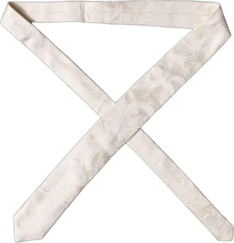 Dolce & Gabbana Off White Floral Silk Adjustable Men Tied Necktie Tie