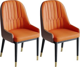 Generic Moderne PU Leder Esszimmerstühle 2er Set - hoher Rücken Weiche Sitzfläche Metallbeine - Stilvolle Lounge- und Akzentstühle für Küche Wohnzimmer - Lebe