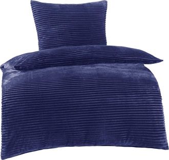 Generic Bettw&auml;sche Winter Pl&uuml;sch Cashmere Cord Fleece 2tlg. 4tlg. 135x200 80x80 Set 2tlg, Farbe Blau