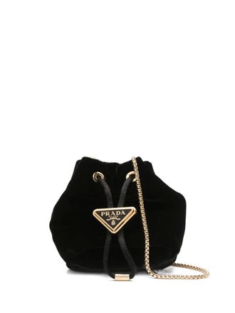 Prada Samt-Mini-Tasche mit Kordelzug - Schwarz