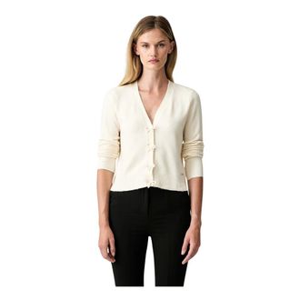 DKNY Dkny - Cardigan &agrave; boutons-pression et papillon - Femme - Pulls - Beige - Taille: 40 FR