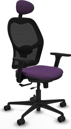 Piqueras y Crespo Ergonomischer Computerstuhl mit 3D-Armen, h&ouml;henverstellbarer Lendenwirbelst&uuml;tze und festem Kopfteil, ausgestattet mit Syncro/Traslack und injiziertem 