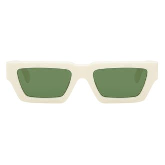 Off-white Off White - Manchester Rechteck-Sonnenbrille f&uuml;r Damen (Wei&szlig;/Gr&uuml;n)