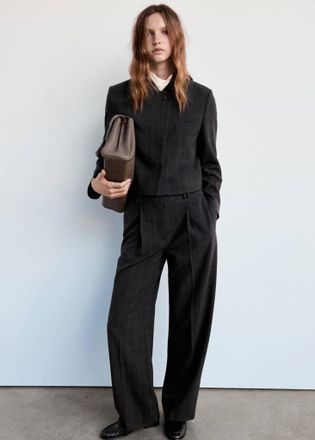 Mango Pantalon de costume &agrave; carreaux marron - Femme - 34 - MANGO