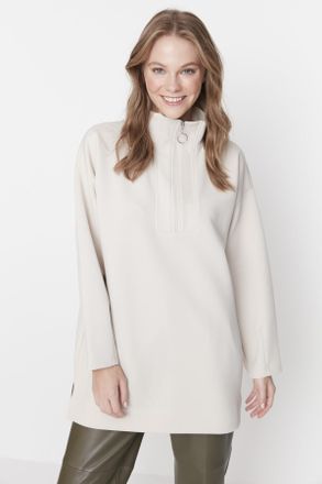 Trendyol Modest Damen Grau Einfarbig Lang Regular Fit Modest Sweatshirts