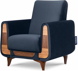 Konsimo Konsimo - gustavo Klassischer Sessel aus Schaumstoff und Holz, blau