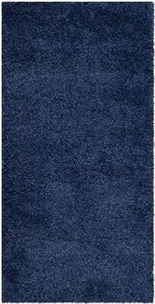 Safavieh Zottelig Teppich für Wohnzimmer, Esszimmer, Schlafzimmer - Milan Shag Collection, Hoher Flor, Marine, 61 X 91 cm