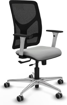 Piqueras y Crespo Drehstuhl in Grau, mit wei&szlig;en und schwarzen Armlehnen, h&ouml;henverstellbare Lendenwirbelst&uuml;tze, ausgestattet mit Syncro/Traslack und Schneideschaum, Schw