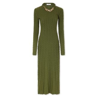 Paco Rabanne Woll-Langkleid mit Stehkragen - - Dresses - Damen - Gr&uuml;n - M