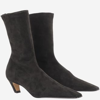 Khaite Womens Ankle Boots Arizona Suede Black Upper: Ll; Sole: Cl
