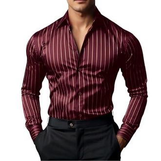 Generic Chemise noire &agrave; manches longues pour homme avec imprim&eacute; g&eacute;om&eacute;trique 3D - Motif triangle moderne boutonn&eacute; pour une tenue d&eacute;contract&eacute;e et de f&ecirc;te &eacute;l&eacute;gan