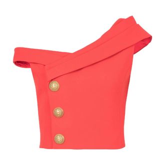 Balmain Femme, Tops, Rouge, Taille: 34 FR Top court asym&eacute;trique