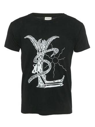 Saint Laurent t-shirt &agrave; imprim&eacute; baroque - Noir