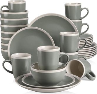 VANCASSO Tafelservice, vancasso SEESAMI 32-teiliges Kombiservice aus Steinzeug, Geschirrset im modernen Aussehen für 4-12 Personen