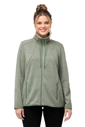 Ulla Popken Damen Strickfleece Jacke mit Rautenmuster Sweatjacke, Mintgrün, 46-48