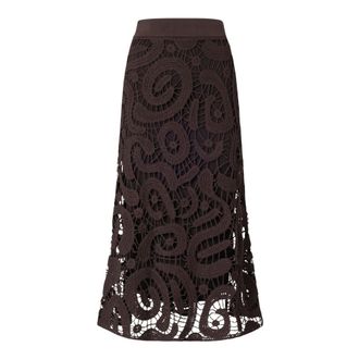 Pinko Maestrale Crochet Midi Rock - - Skirts - Damen - Braun - XS