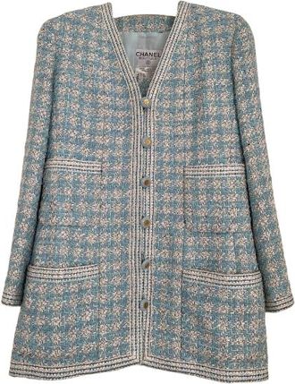 Chanel Vintage Blue Tweed Suit Size M