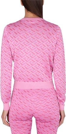 Versace Jacquard Silk-Viscose Cardigan - Pink