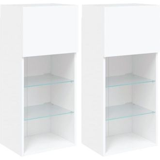 vidaXL Vidaxl - TV-Schr&auml;nke mit LED-Leuchten 2 Stk. Wei&szlig; 40,5x30x90 cm