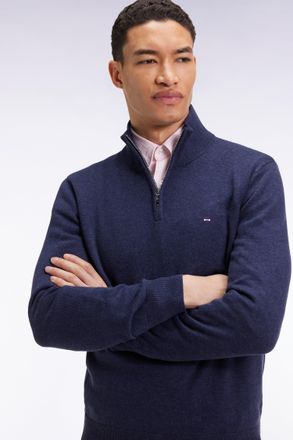 Eden Park Pull Col Camionneur En Laine Et Coton Bleu