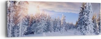 Arttor Panorama Bilder auf Leinwand Abenteuer alpen winter schnee Leinwandbild 90x30cm Wandbilder Dekoration Wohnzimmer Schlafzimmer Klein Wanddeko Bild Wand