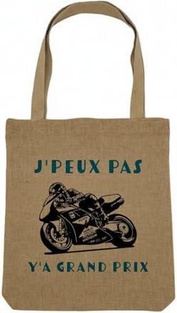 Fabulous Sac Shopping Tote Bag Aspect Lin - JPeux Pas Ya Grand Prix Moto Course M&eacute;canique GP - Sac de Courses Toile Epaisse 360g Beige Naturel Cabas Port&eacute; Epau