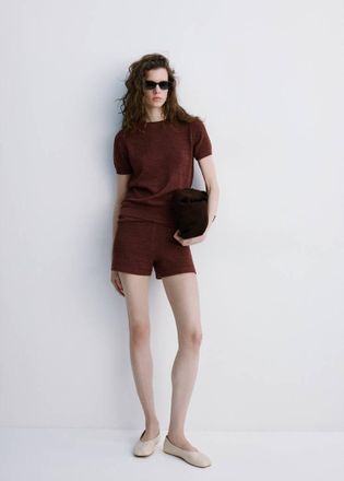 Mango Short ajust&eacute; maille orange br&ucirc;l&eacute; - Femme - S - MANGO