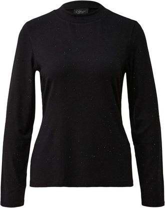 s.Oliver Langarmshirt T-Shirt Langarm-Shirt aus Viskose-Jersey mit Schmucksteinen