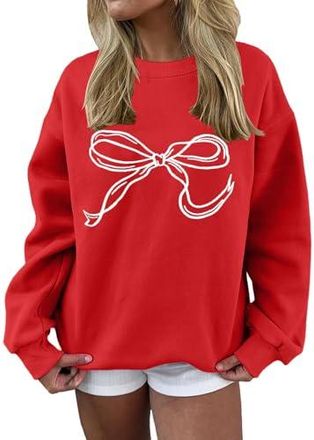 Generic Sweat-shirt surdimensionné pour femme - T-shirt basique à manches longues - Imprimé - Décontracté - Sans capuche - Décontracté - Streetwear - Manches 