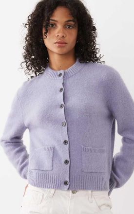 Arket gilet en m&eacute;lange alpaga et laine &agrave; col rond, lilas-VIOLET