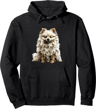 Whyitsme Design Wei&szlig;er Zwergspitzhund Illustration Pullover Hoodie