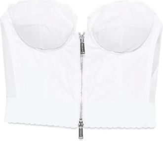 Dsquared2 Femme, Sous-v&ecirc;tements, Blanc, Taille: 36 FR Haut en dentelle &agrave; fermeture &eacute;clair