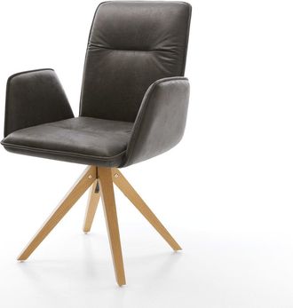 DELIFE Esszimmerstuhl Vinja-Flex Mikrofaser Anthrazit Vintage Holzgestell kantig Natur, Esszimmerst&uuml;hle