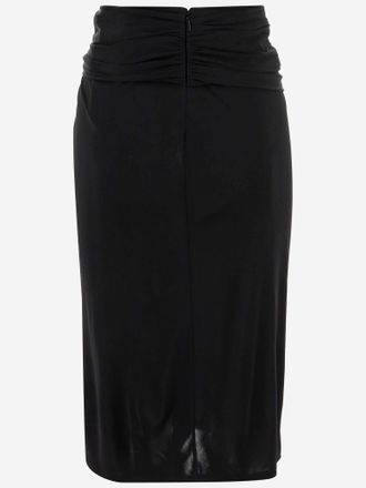 Saint Laurent Womens Viscose Draped Skirt Black
