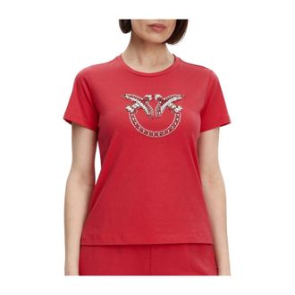 Pinko Pinko, Femme, Tops, Rouge, Taille: 40 FR T-shirt Brod&eacute; Love Birds