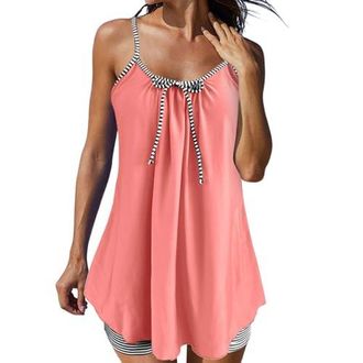Generic Tankini pour femme avec short push-up - Grande taille - Maillot de bain 2 pi&egrave;ces rembourr&eacute; - Contr&ocirc;le du ventre - S&eacute;chage rapide - V&ecirc;tements de plage 