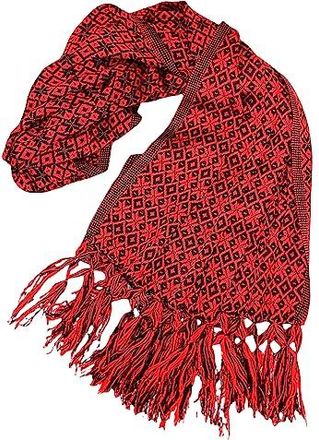 Generico Rebozo (&eacute;charpe mexicaine) artisanal &laquo; &Eacute;toiles &raquo; fait &agrave; la main au Chiapas, au Mexique, Rouge/noir, Taille Unique