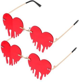 IFUNDOM 2 pi&egrave;ces Lunettes de Soleil Coeur sans Monture Style pour F&ecirc;te Disco Unisexe Originale